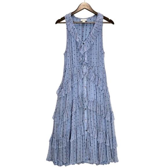 Sundance | Dresses | Sundance Belle Courant Dress M Blue Ruffle Tiered ...